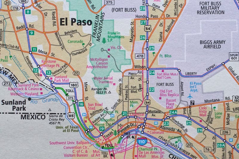 Map of El Paso editorial image. Image of texas, city - 321247160
