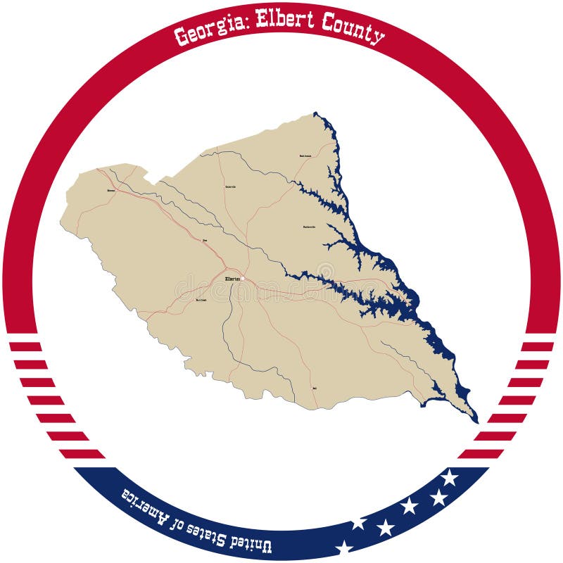Map of Elbert County in Georgia, USA Stock Vector - Illustration of ...