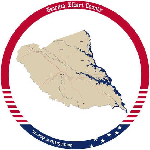 Map of Elbert County in Georgia, USA Stock Vector - Illustration of ...