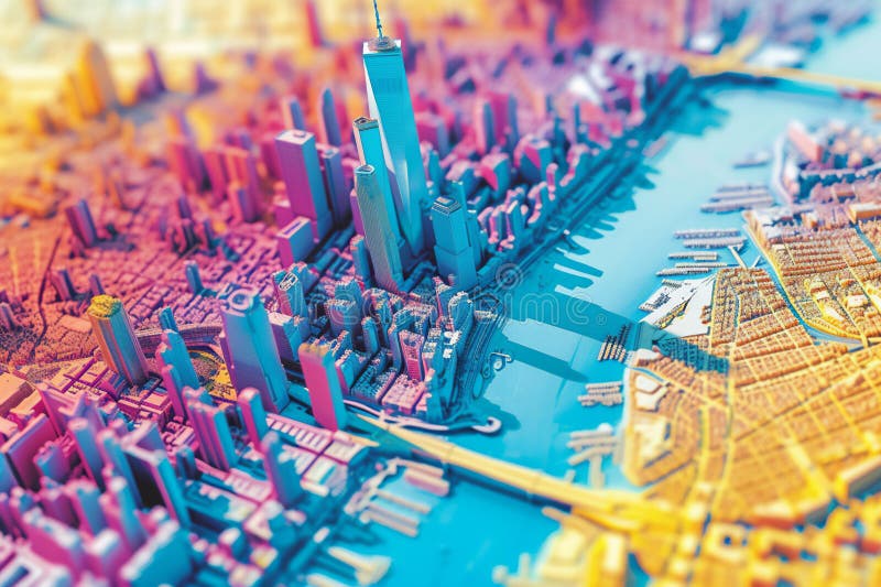 Map of Elevation of a City Urban Area with Roads and Junctions for GIS ...