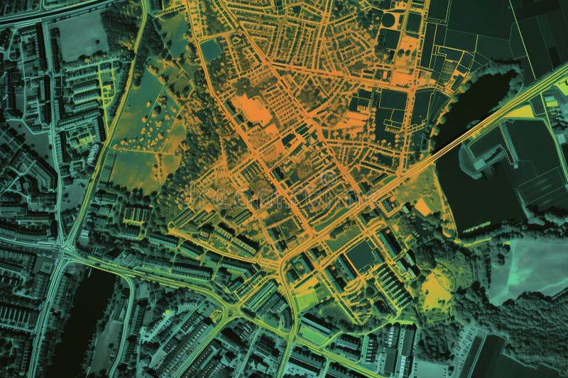Map of Elevation of a City Urban Area with Roads and Junctions for GIS ...