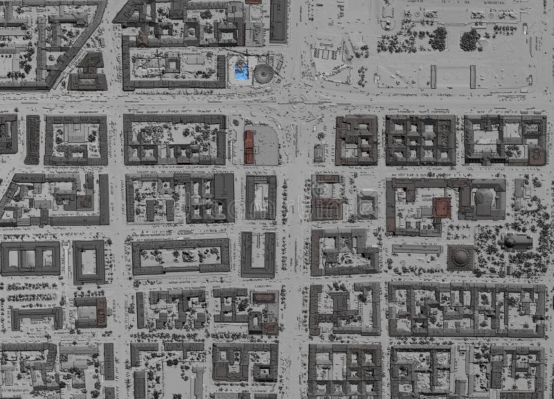 Map of Elevation of a City Urban Area with Roads and Junctions for GIS ...