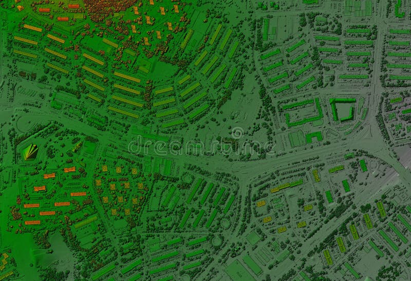 Map of Elevation of a City Urban Area with Roads and Junctions for GIS ...