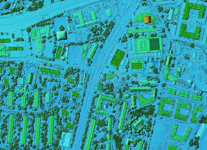 Map of Elevation of a City Urban Area with Roads and Junctions for GIS ...
