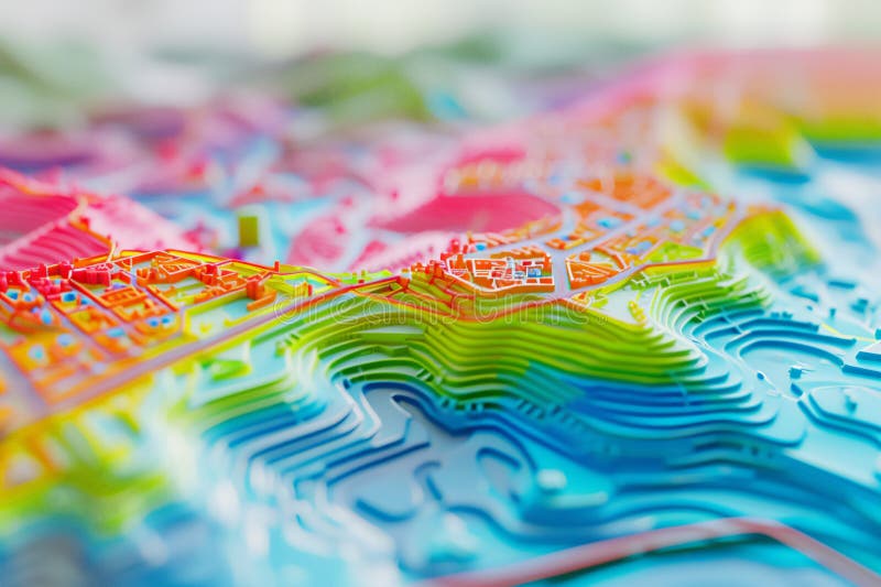 Map of Elevation of a City Urban Area with Roads and Junctions for GIS ...