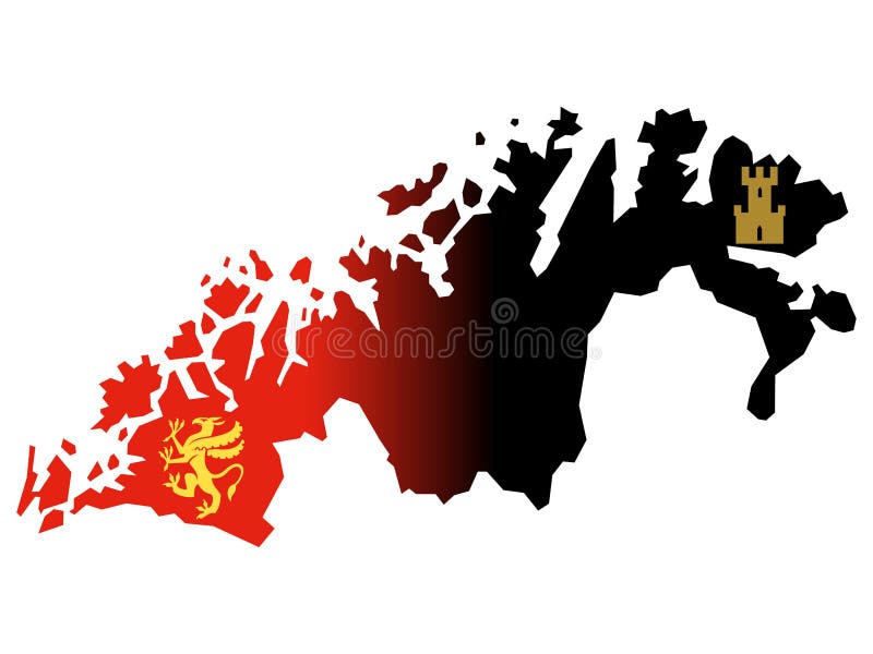 Map with Embedded Coat of Arms of Troms Og Finnmark Stock Vector ...