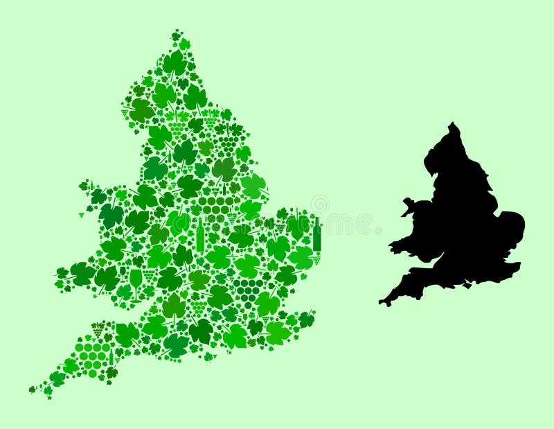 Map of England - Composition of Wine and Grapes Stock Vector ...