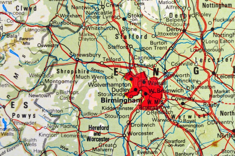 A Map of England Featuring Birmingham Editorial Stock Photo - Image of ...