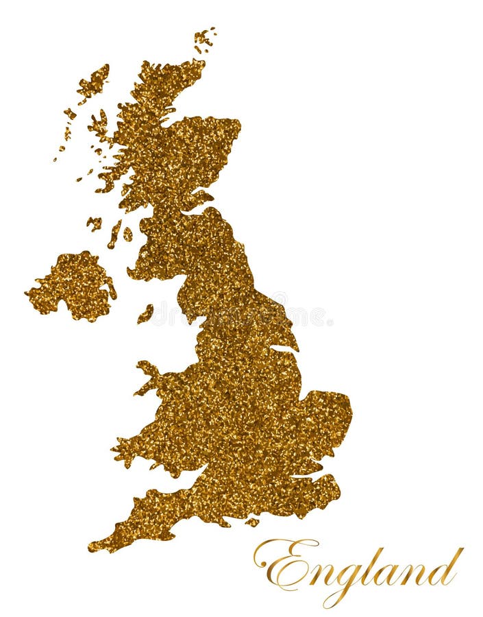 Map of England. Silhouette with Golden Glitter Texture Stock Vector ...