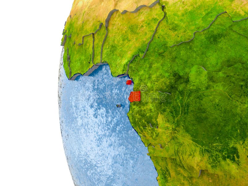 Map of Equatorial Guinea on Model of Globe Stock Illustration ...