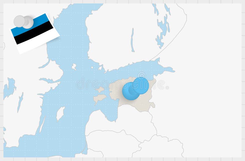 Map of Estonia with a Pinned Blue Pin. Pinned Flag of Estonia Stock ...