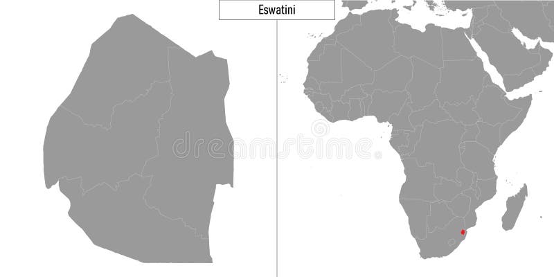 Map of Eswatini and Location on Africa Map Stock Vector - Illustration ...