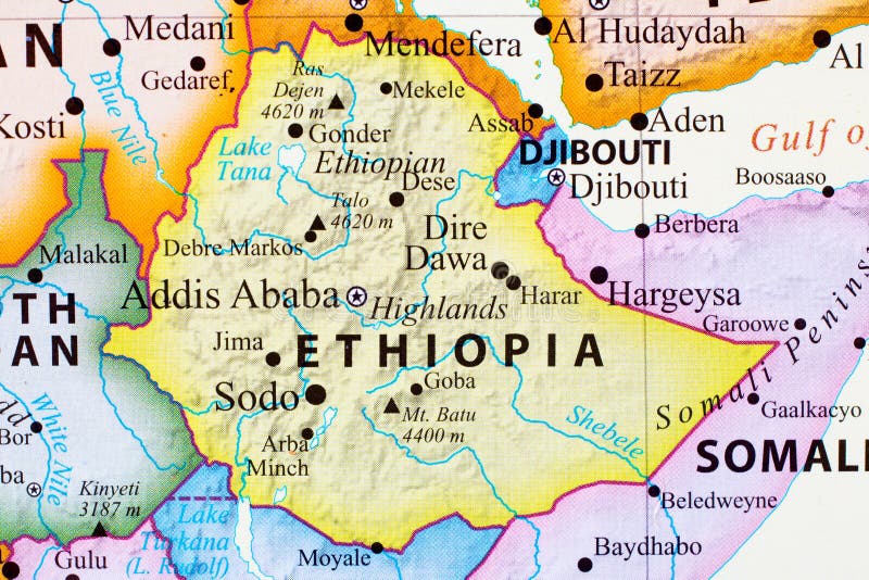 Map of Ethiopia stock illustration. Illustration of city - 128378918