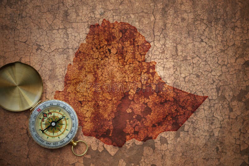 Map of Ethiopia on a Old Vintage Crack Paper Stock Image - Image of ...