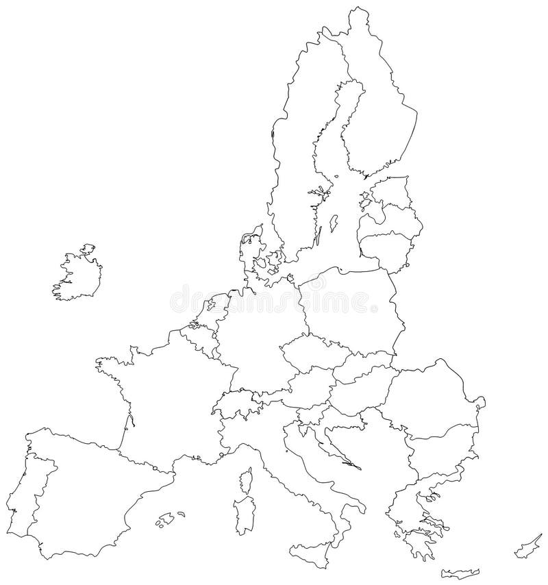 Map of EU in white stock illustration. Illustration of union - 255094654