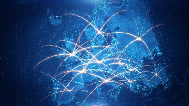 Map of the Europe with the Animated Background. Stock Footage - Video ...