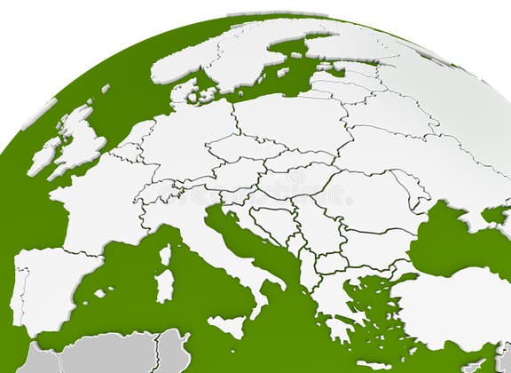 Map of Europe Arched on Sphere Stock Illustration - Illustration of ...