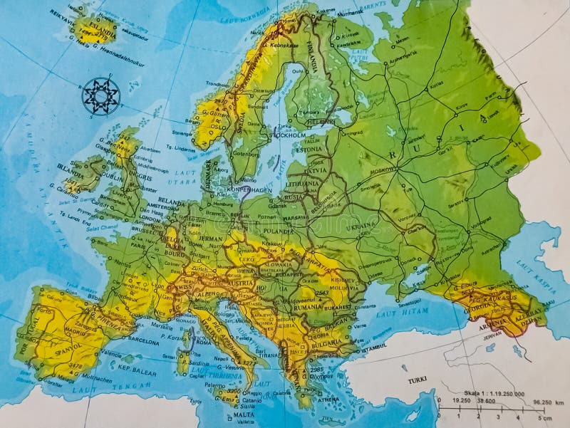 Map of Europe Continent. Close Up Stock Image - Image of sketch, soil ...