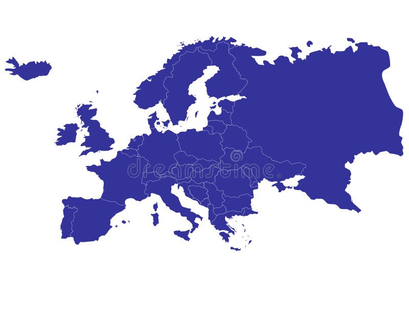 Map of Europe with Countries Outlined Stock Vector - Illustration of ...