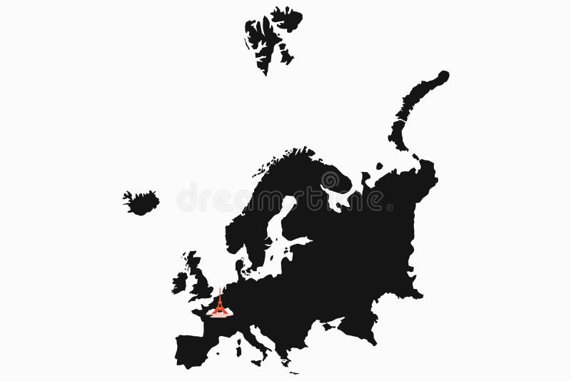 Map of Europe and the Eiffel Tower on the Territory of the French ...