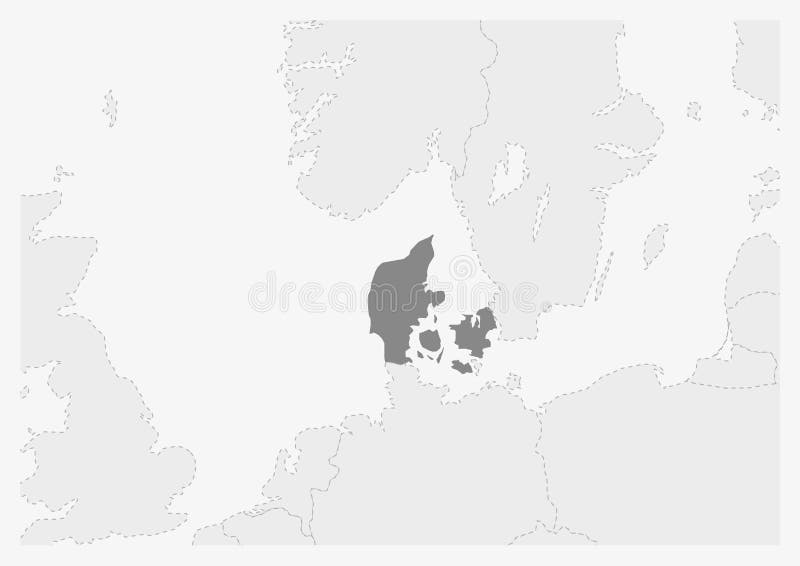 Map of Europe with Highlighted Denmark Map Stock Vector - Illustration ...