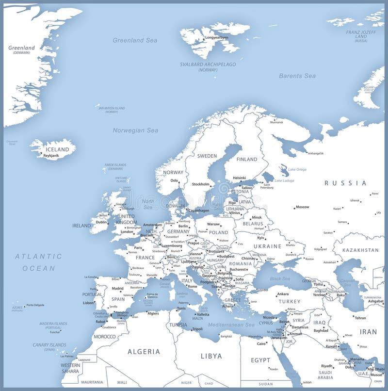 Map Of Europe With Capitals And Major Cities
