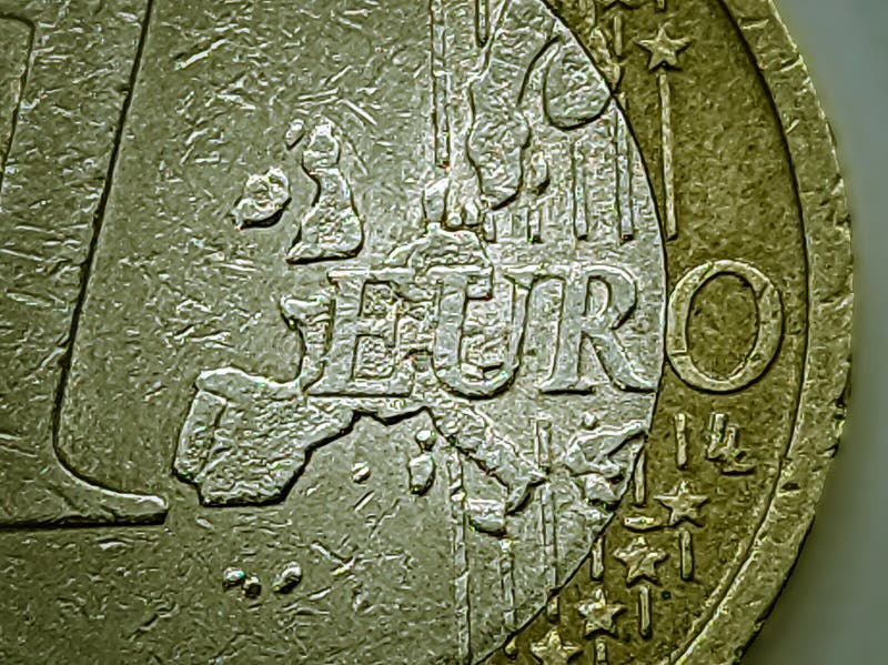 Map of Europe in One Euro Coin. Selective Focus Stock Image - Image of ...
