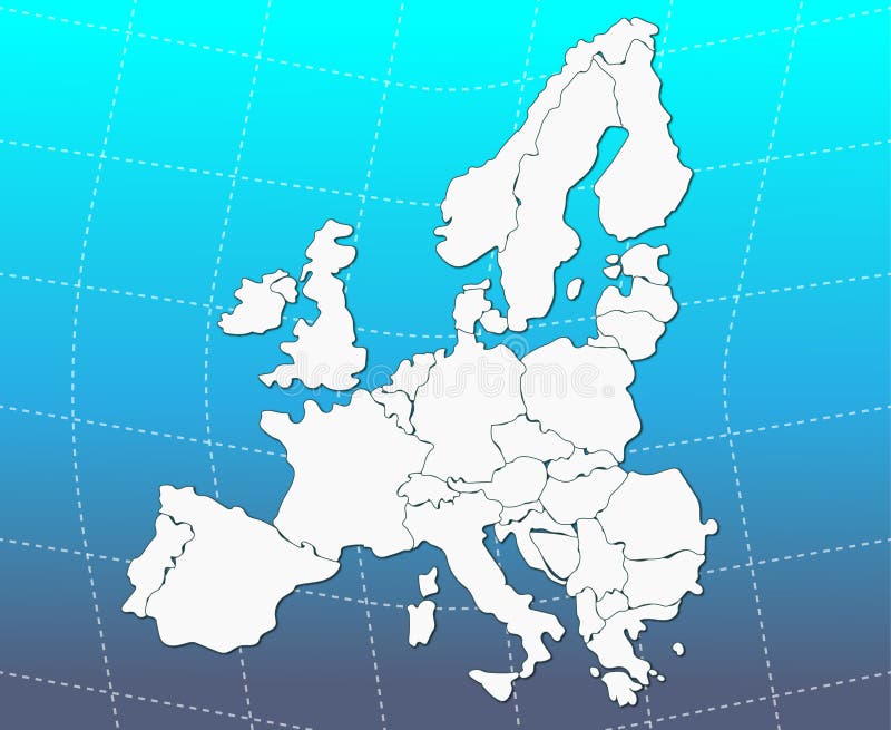 Map of Europe Printable with Gradation Background Stock Vector ...