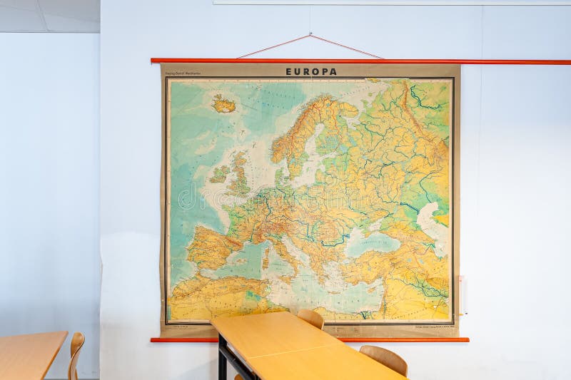 Map of Europe on a wall. editorial stock image. Image of land - 369155014