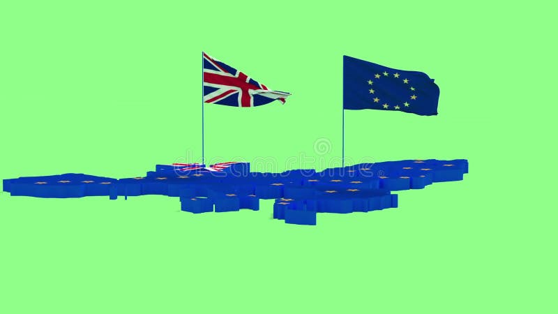 Map of the European Union and Great Britain with State Flags Stock ...