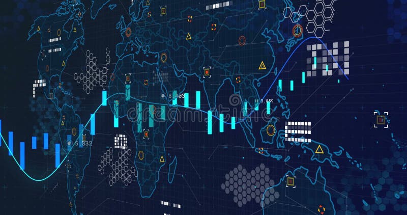 Map Fading in with Candlestick Chart Moving Eastward, Line Dipping ...