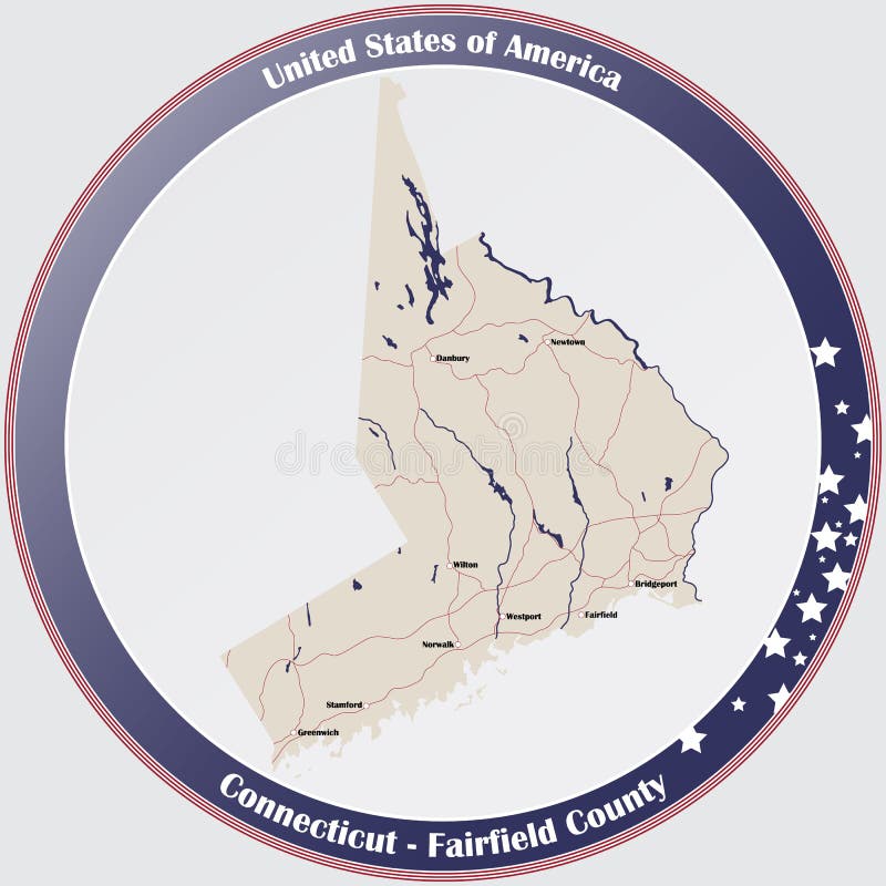 Map of Fairfield County in Connecticut Stock Vector - Illustration of ...