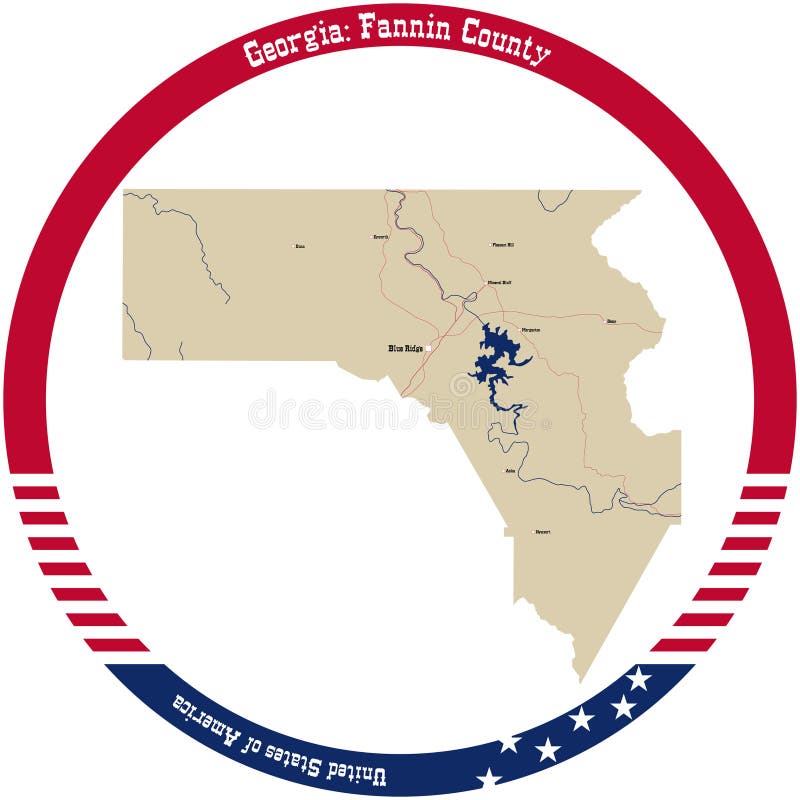 Map of Fannin County in Georgia, USA Stock Vector - Illustration of ...