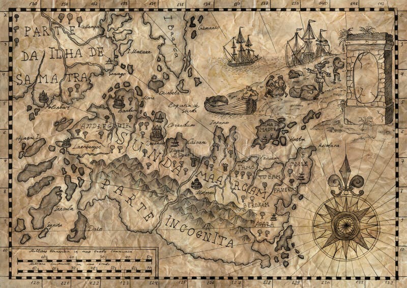 Map of the fantasy world 2 stock illustration. Illustration of ...