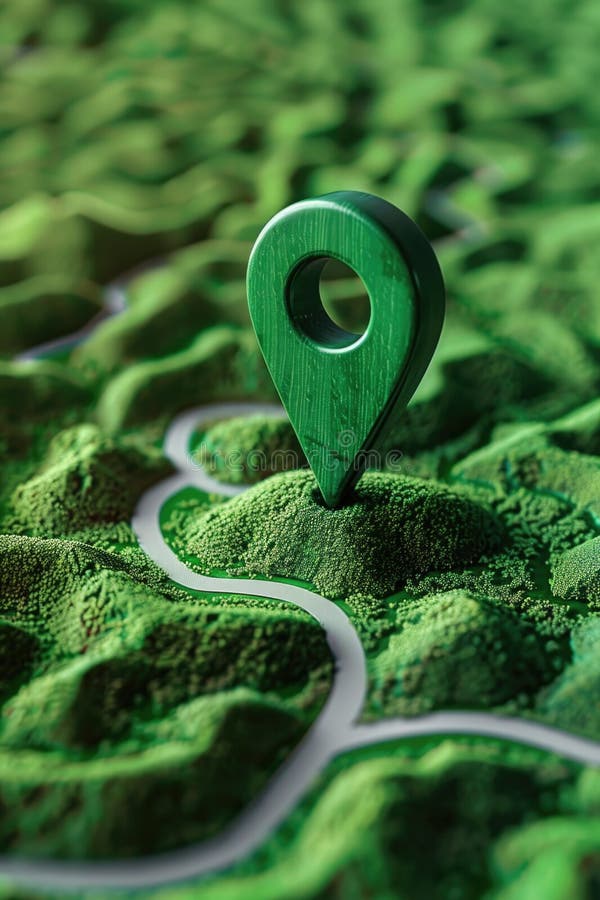 A Map Featuring a Green Pin Marking a Location Stock Illustration ...