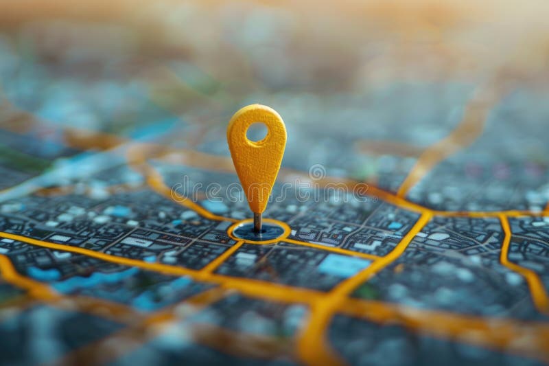A Map Featuring a Yellow Pin, Often Used for Navigation or Highlighting ...