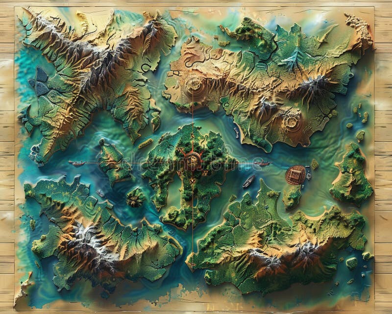 Map of a Fictional World with Diverse Biomes Stock Photo - Image of ...