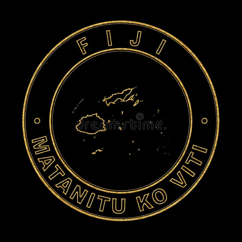 Map of Fiji, Golden Stamp Black Background Stock Illustration ...