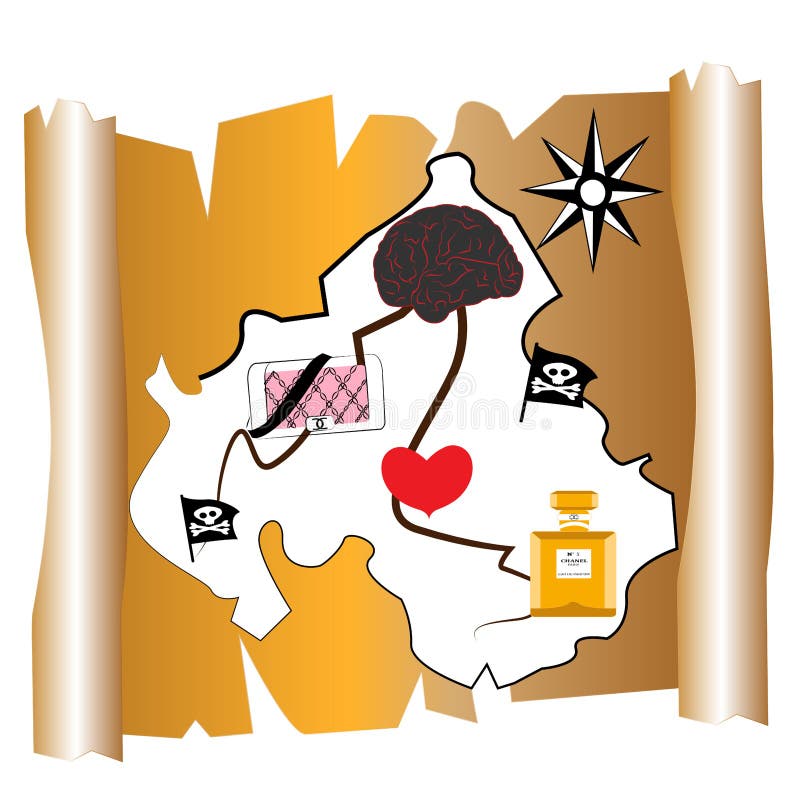 A Map for Finding the Brain Stock Illustration - Illustration of ...