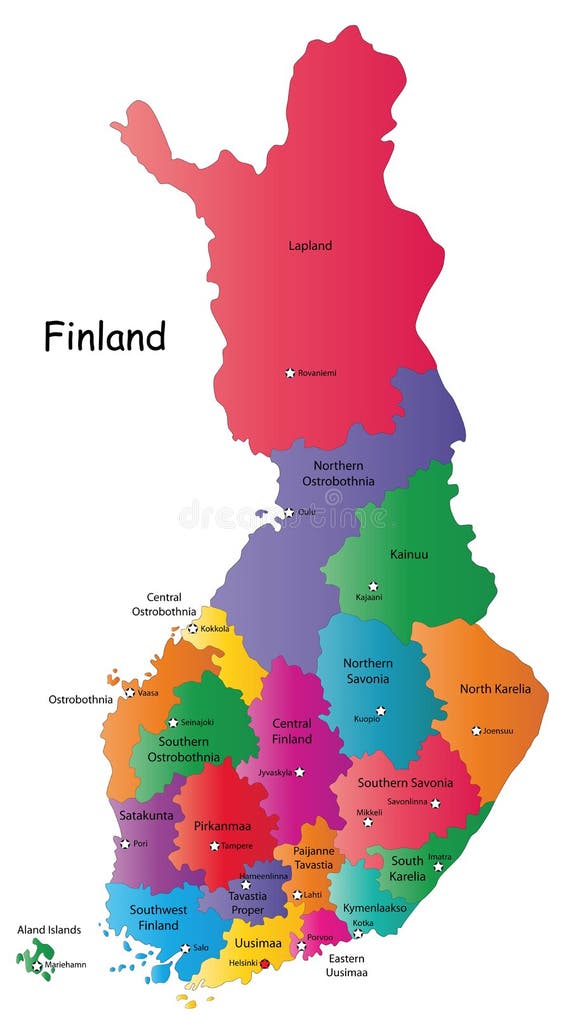 Map of Finland stock vector. Illustration of province - 6303954