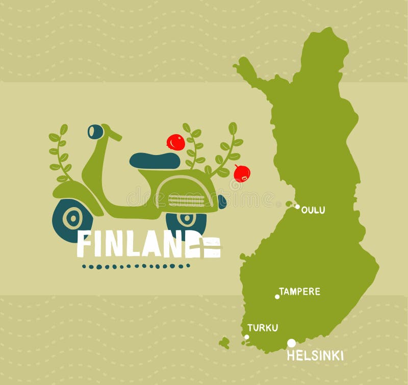 Map of Finland and Emblem Print Stock Vector - Illustration of finnish ...