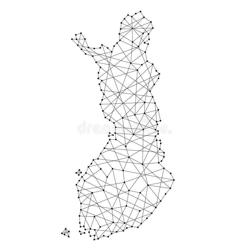 Map of Finland from Polygonal Black Lines, Dots of Illustration Stock ...