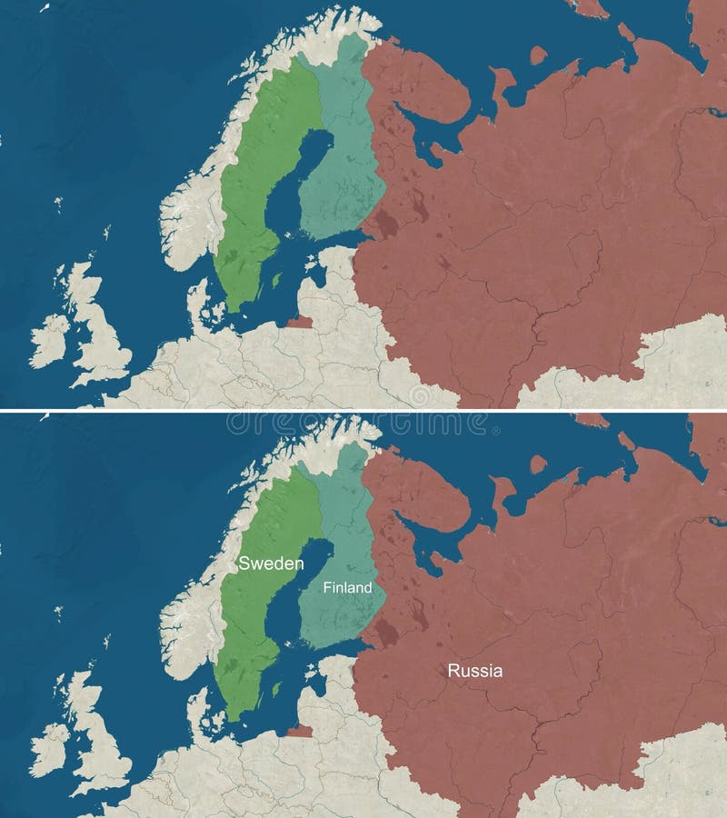 Map of Finland, Sweden, and Russia with Text and Textless Stock ...