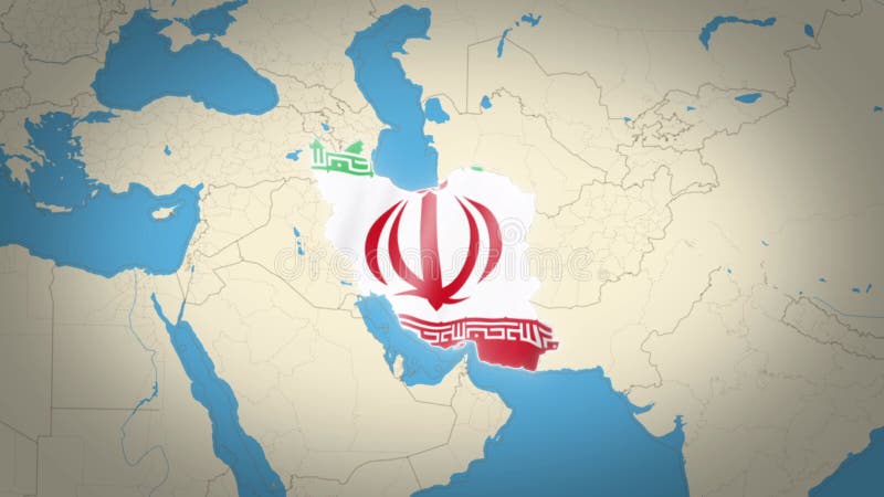 Iran Map with Flag. Animated Map of the Islamic Republic of Iran with ...