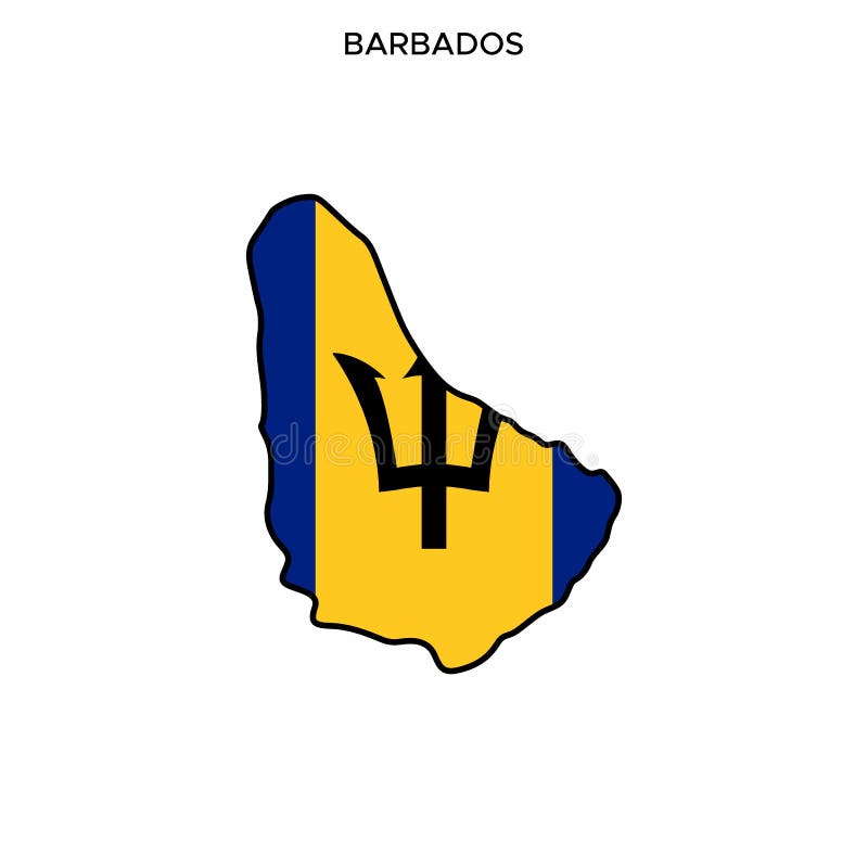 Map and Flag of Barbados Vector Design Template with Editable Stroke ...
