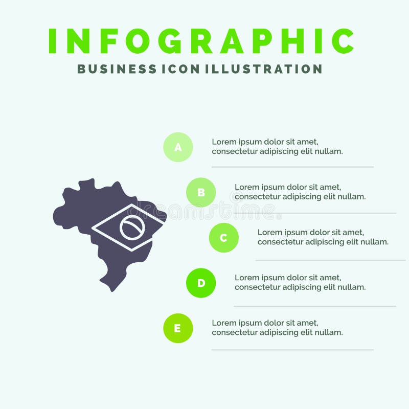 Map, Flag, Brazil Infographics Presentation Template. 5 Steps Presentation Stock Vector ...