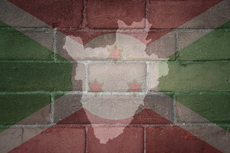 Map and Flag of Burundi on a Old Brick Wall Stock Image - Image of east ...