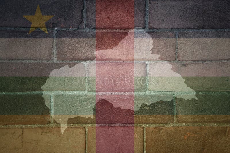 Map and Flag of Central African Republic on a Old Brick Wall Stock ...