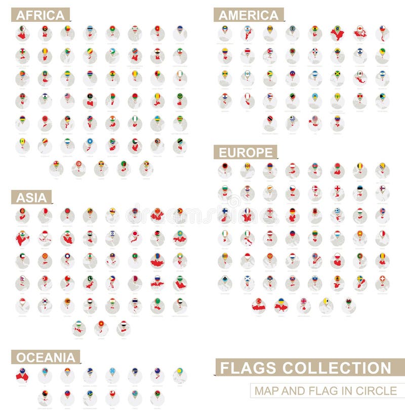 Map and Flag in Circle, World Countries Collection Stock Vector ...