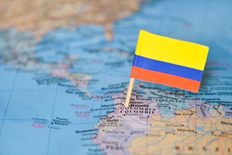Map with flag of Colombia stock photo. Image of patriotism - 147045736